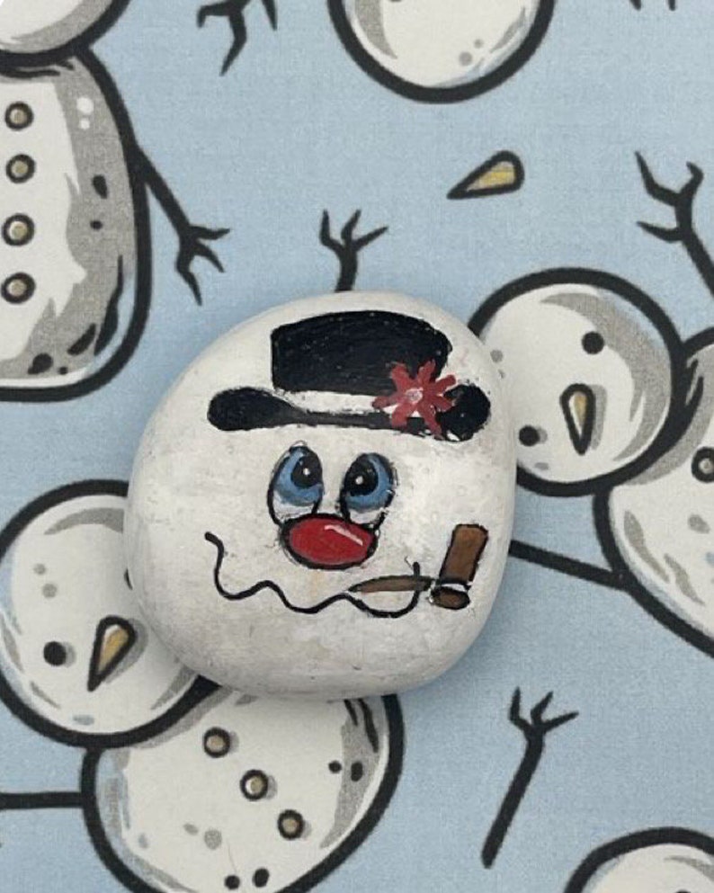 Whimsical Snowman With Pipe, Christmas Winter, Painted Rock, Stocking ...