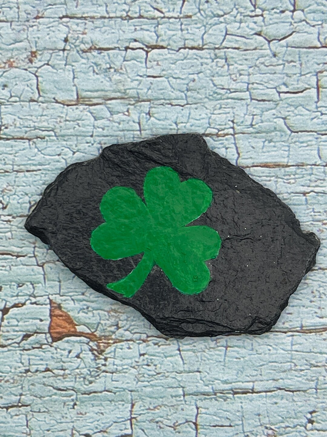 Shamrock Natural Slate Stone, St. Patrick's Day Decor, Irish Painted ...
