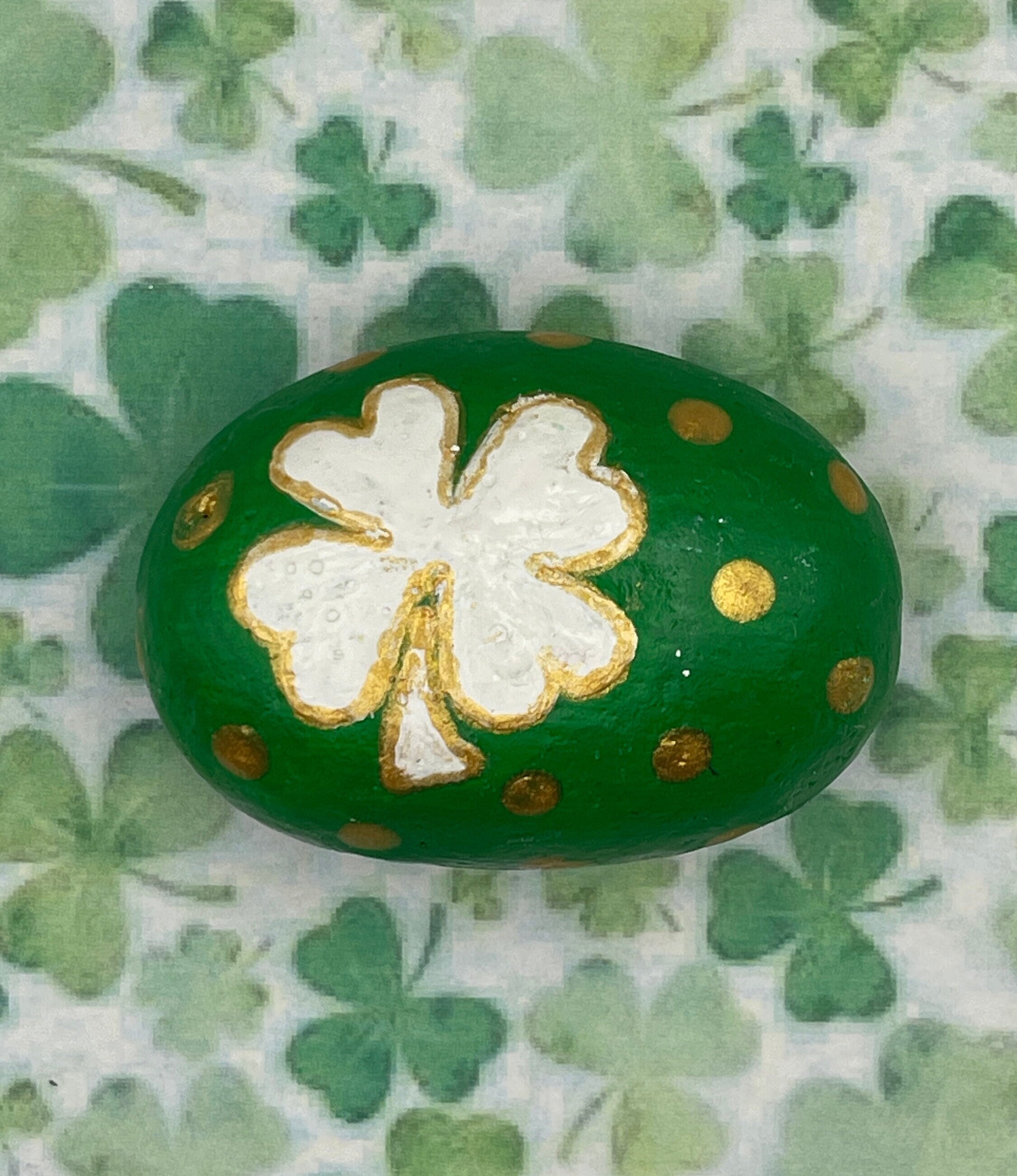 Four Leaf Clover With Gold, St. Patrick's Day, Irish Decor, Painted ...