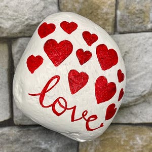 Love Stone With Glitter Red Heart Design, Unique Valentine Gift ...