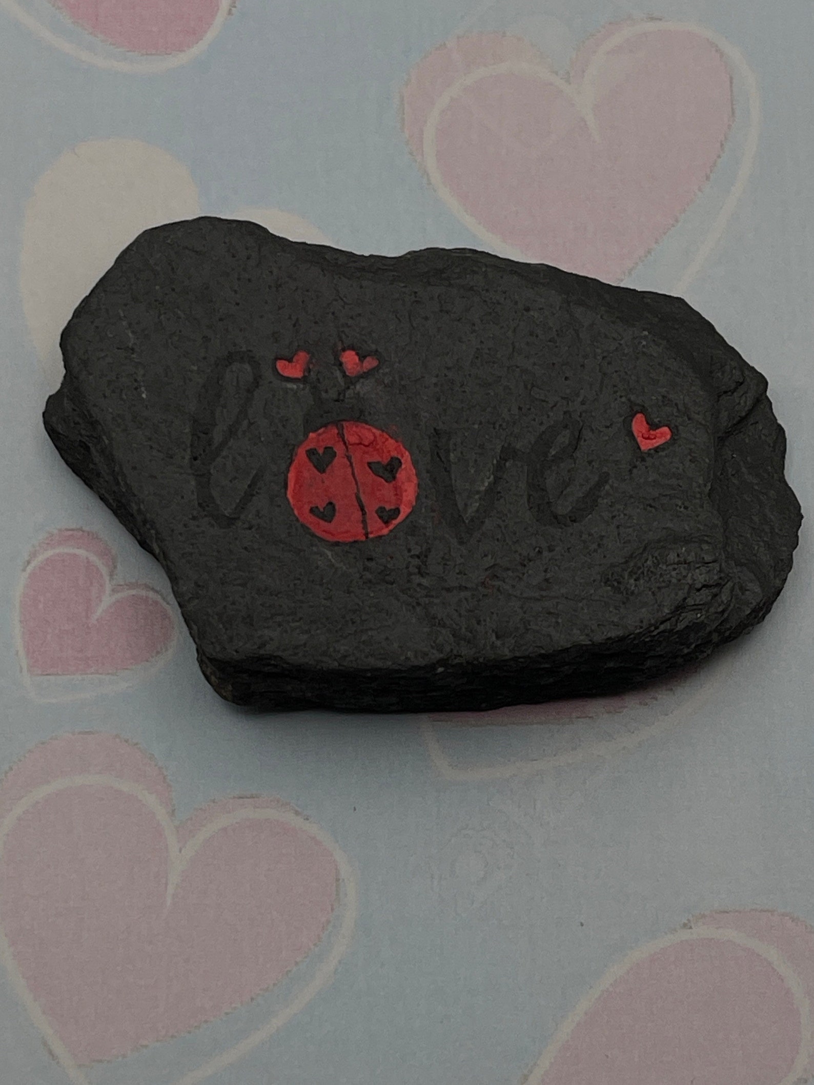 Ladybug Love Bug on Natural Slate Stone, Valentine Gift, Painted Rock ...