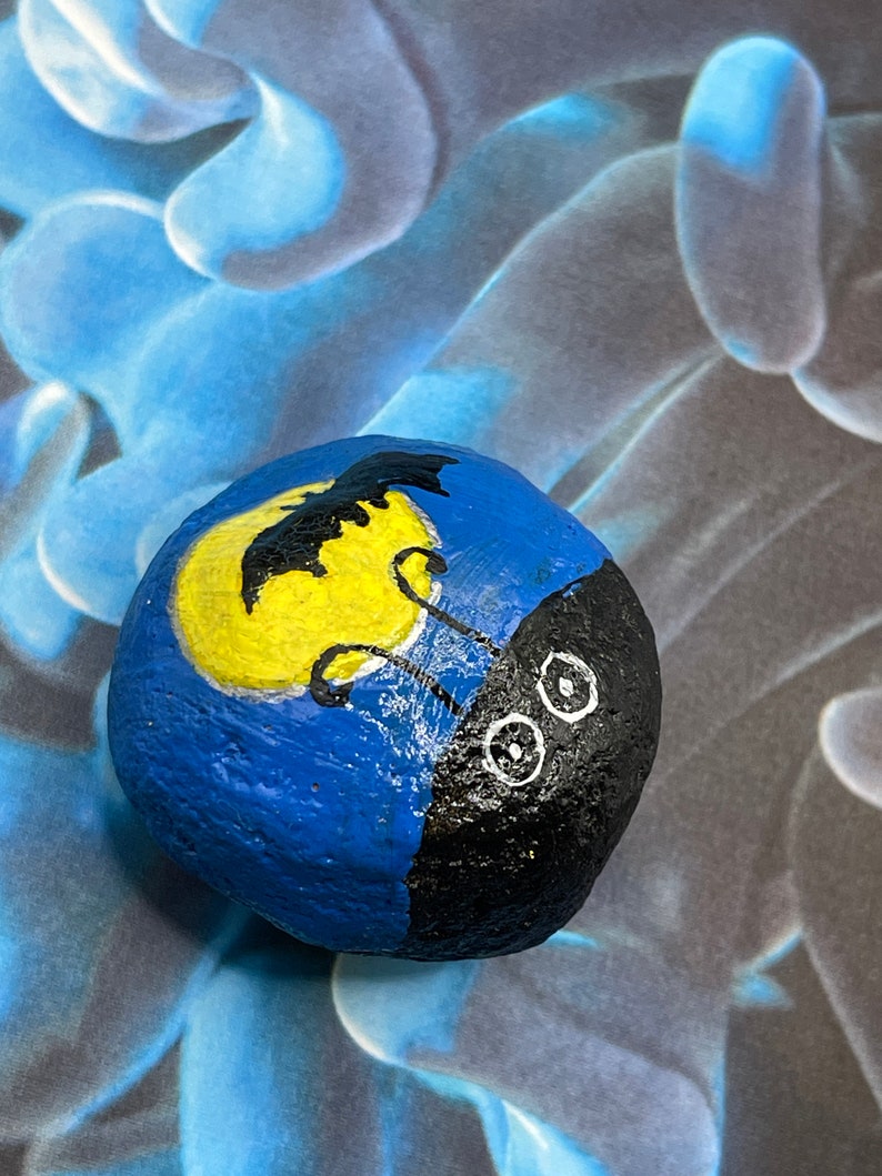 Bat and Full Yellow Moon on Blue Ladybug Halloween Decoration - Etsy