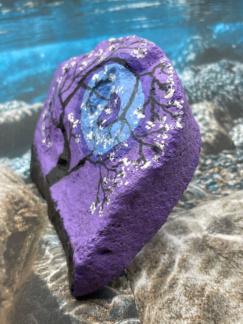 Silhouette Tree With Moon, Rock Painting, Stone Art - Etsy