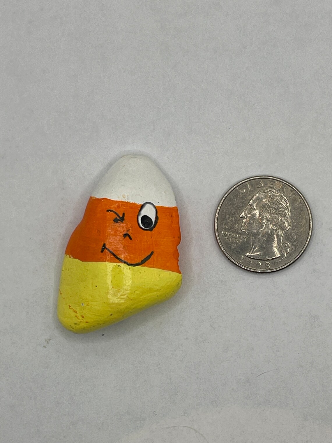 Cartoon Winking Candy Corn Hand Painted Rock, Halloween Rock Art, Cute ...