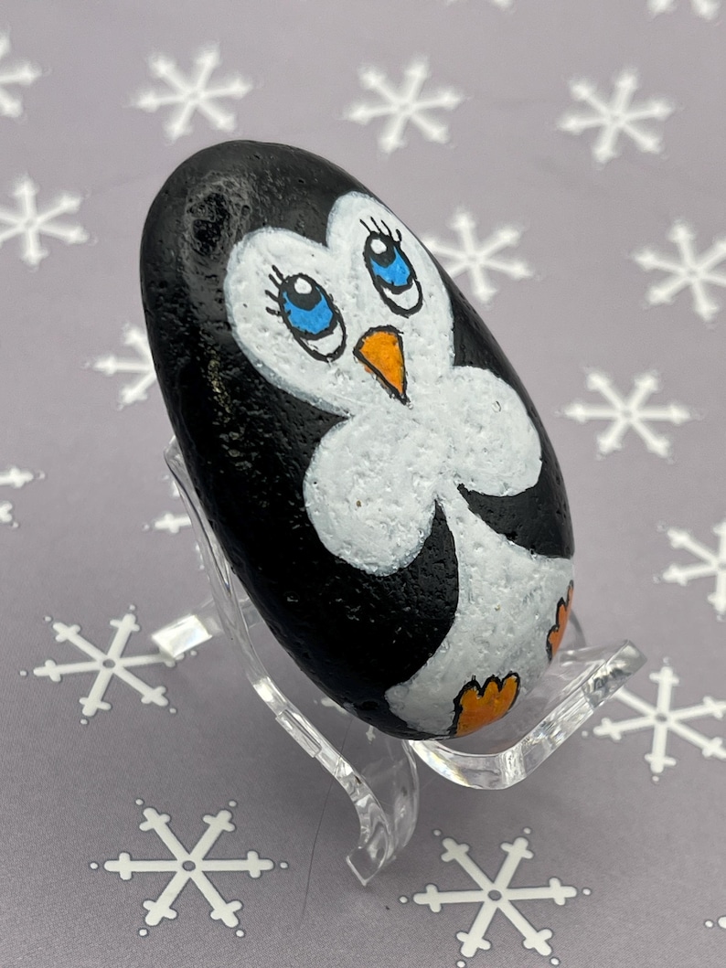 Penguin Painted Rock, Pebble Animal Art, Stone Painting - Etsy
