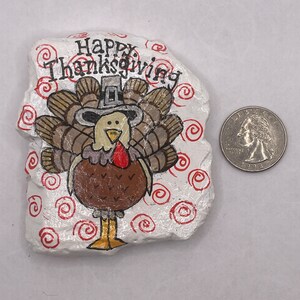 Happy Thanksgiving Turkey Pilgrim, Fall Decoration, Hand Painted Rock ...