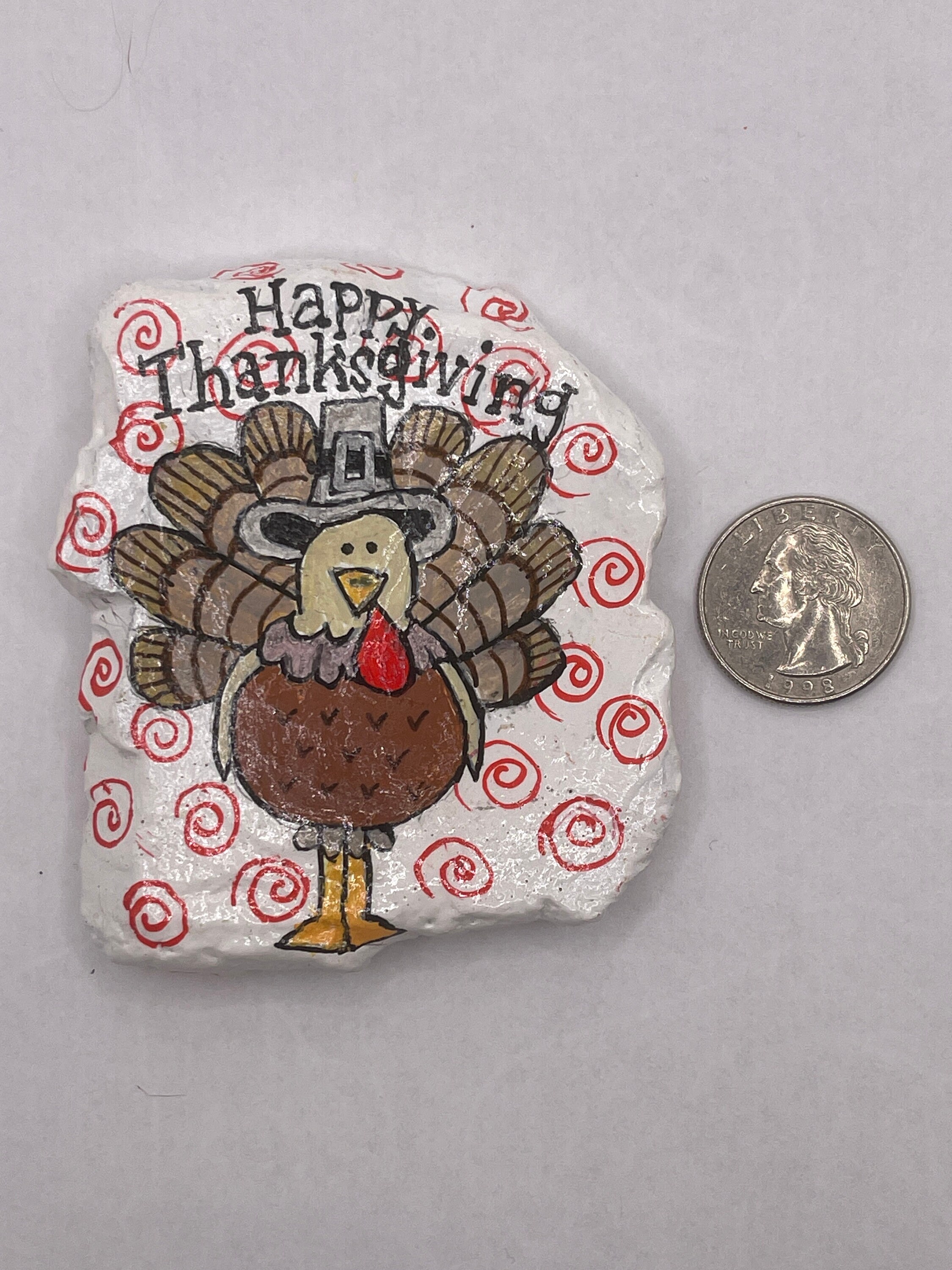 Happy Thanksgiving Turkey Pilgrim, Fall Decoration, Hand Painted Rock ...