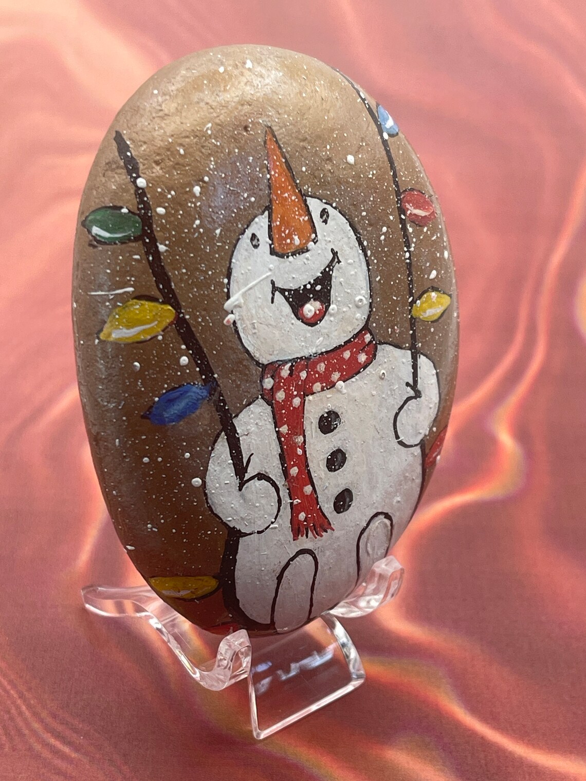 Whimsical Snowman on Christmas Light Swing in Snowfall, Christmas Gift ...