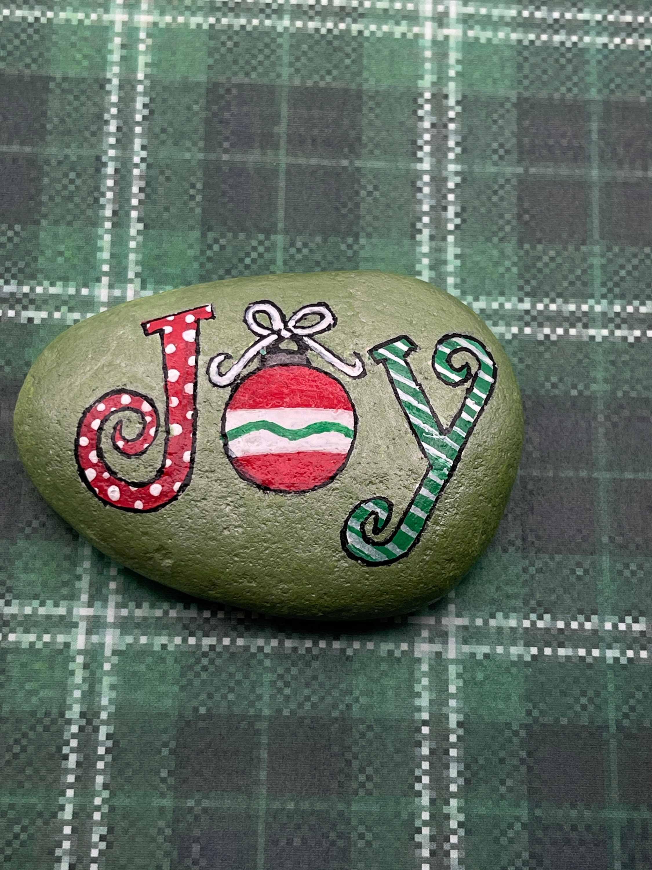 Joy Christmas Painted Rock, Winter Decor, Christmas Gift, Stone ...
