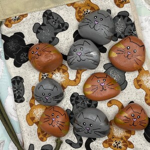 Cat Tic Tac Toe Painted Pebble Board Game, Kids Gift Set, Travel Game ...