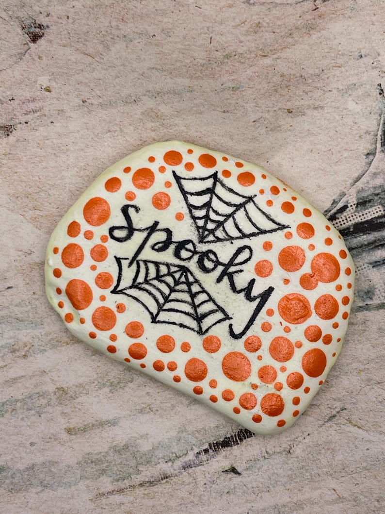 Glow in the Dark Spooky With Spiderweb, Dot Art, Halloween Decor ...