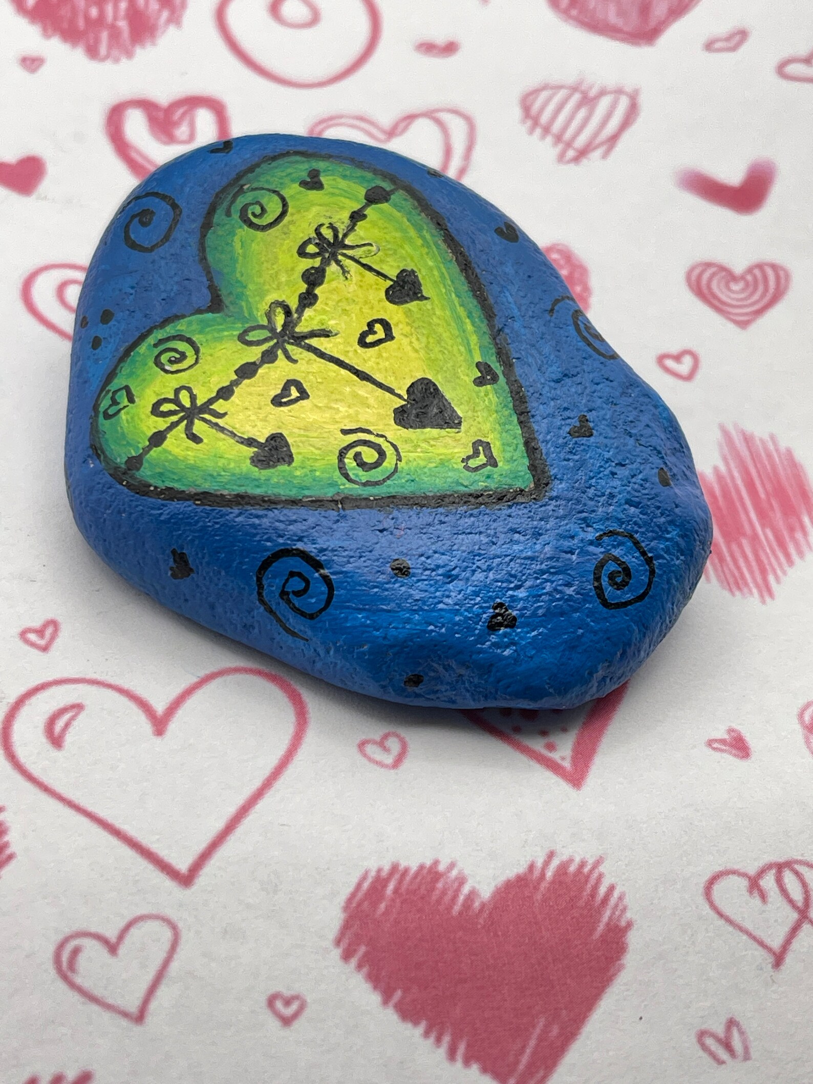 Decorative Heart, Dangle Art, Valentine Gift, Painted Rock, Stone ...