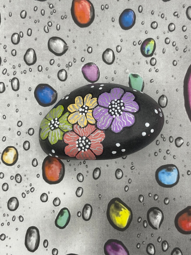 Pastel Flowers, Pebble Art, Painted Rock - Etsy
