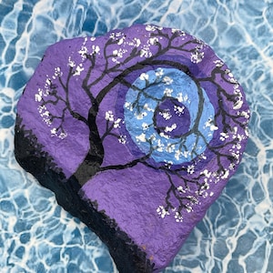 Silhouette Tree With Moon, Rock Painting, Stone Art - Etsy