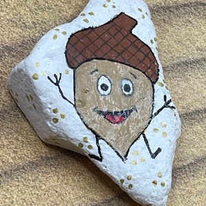 Cute Whimsical Acorn, It’s Fall Y’all Art, Hand Painted Rock, Autumn ...