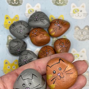 Cat Tic Tac Toe Painted Pebble Board Game, Kids Gift Set, Travel Game ...