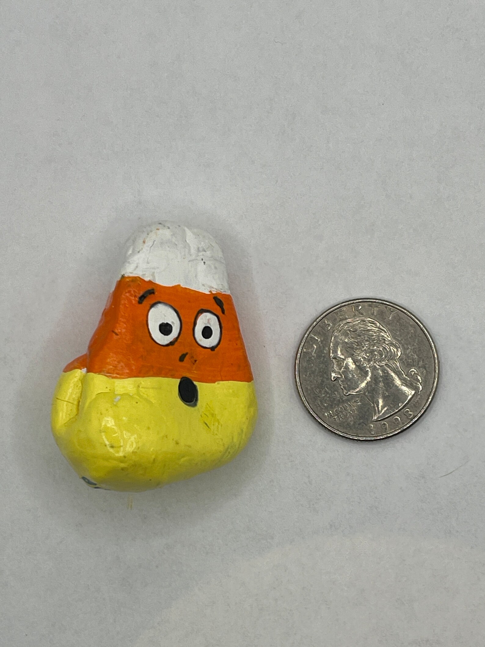 Cartoon Surprised Face Candy Corn, Hand Painted Halloween Rock ...