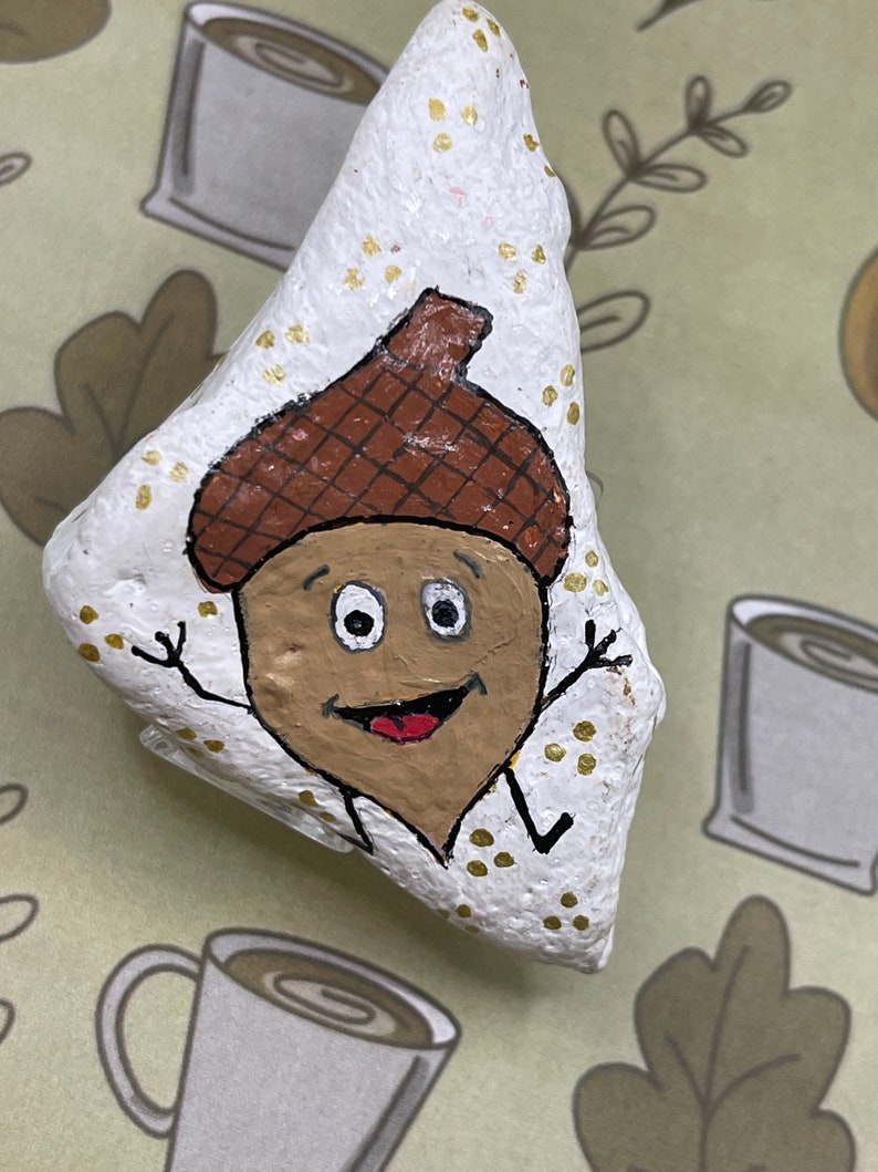 Cute Whimsical Acorn, It’s Fall Y’all Art, Hand Painted Rock, Autumn ...
