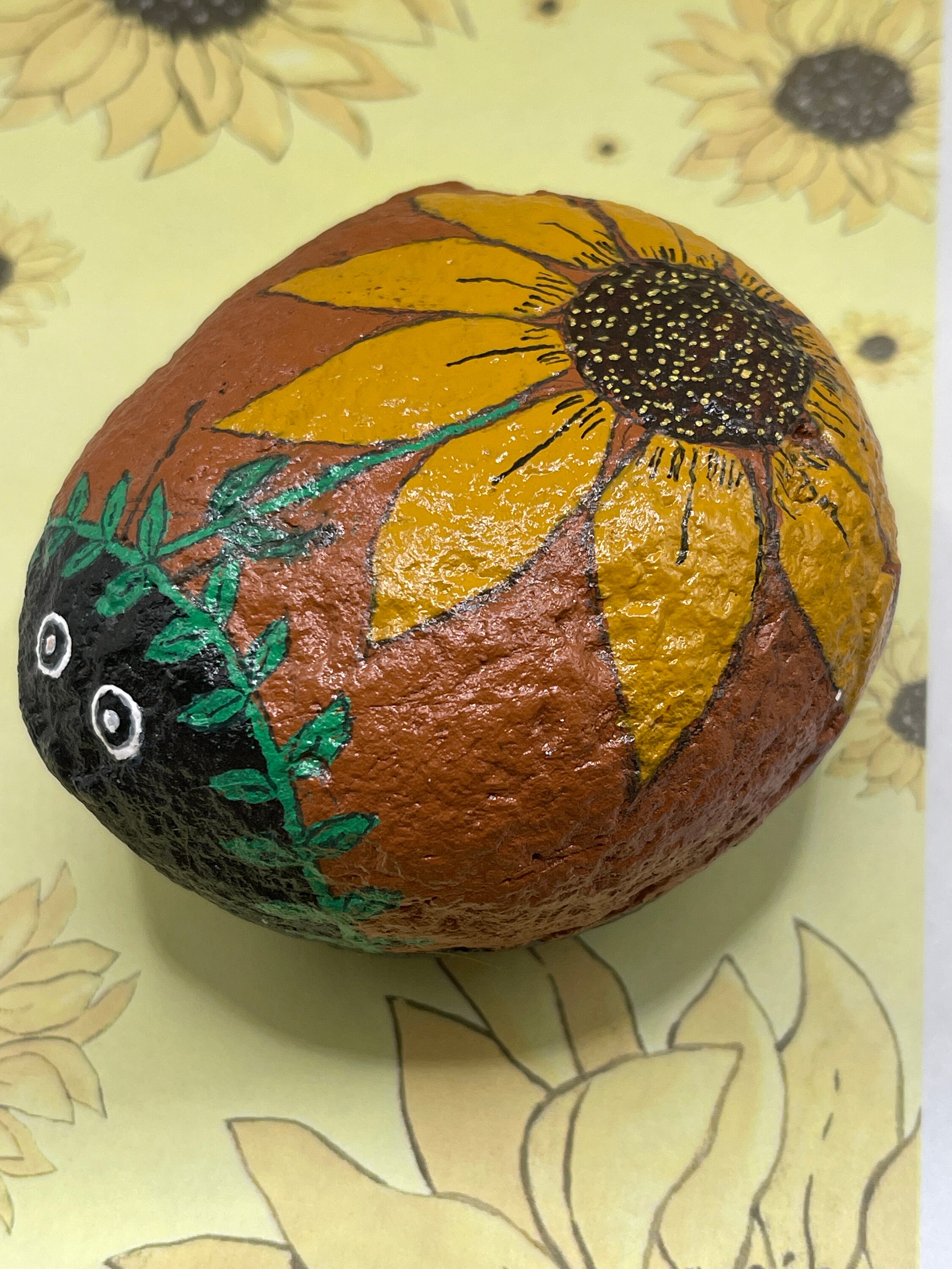 Large Sunflower Ladybug, Fall Art, Thanksgiving Decoration, Hand ...