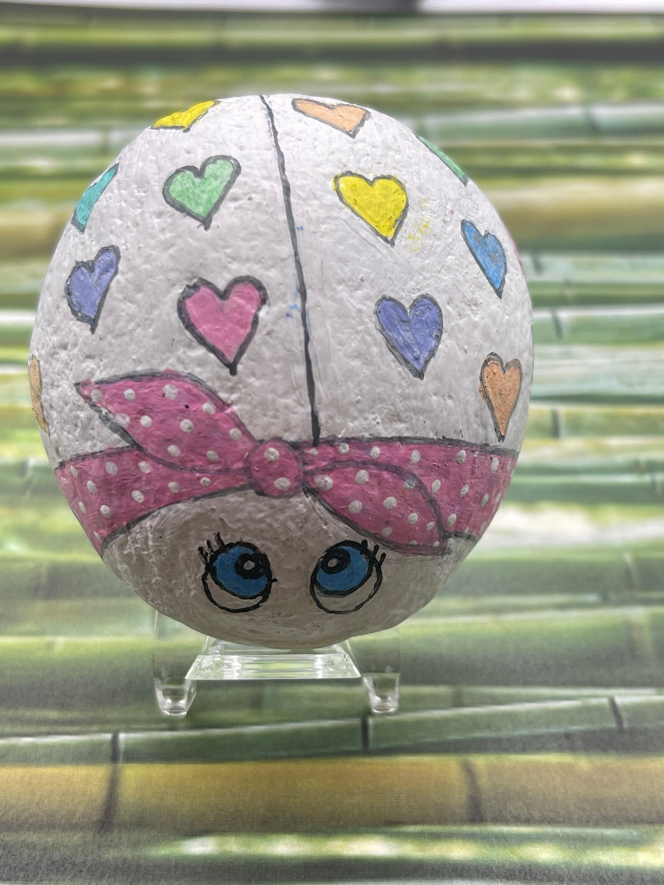 Pink Bandana Bug With Pastel Hearts, Valentine Gift, Painted Rock ...