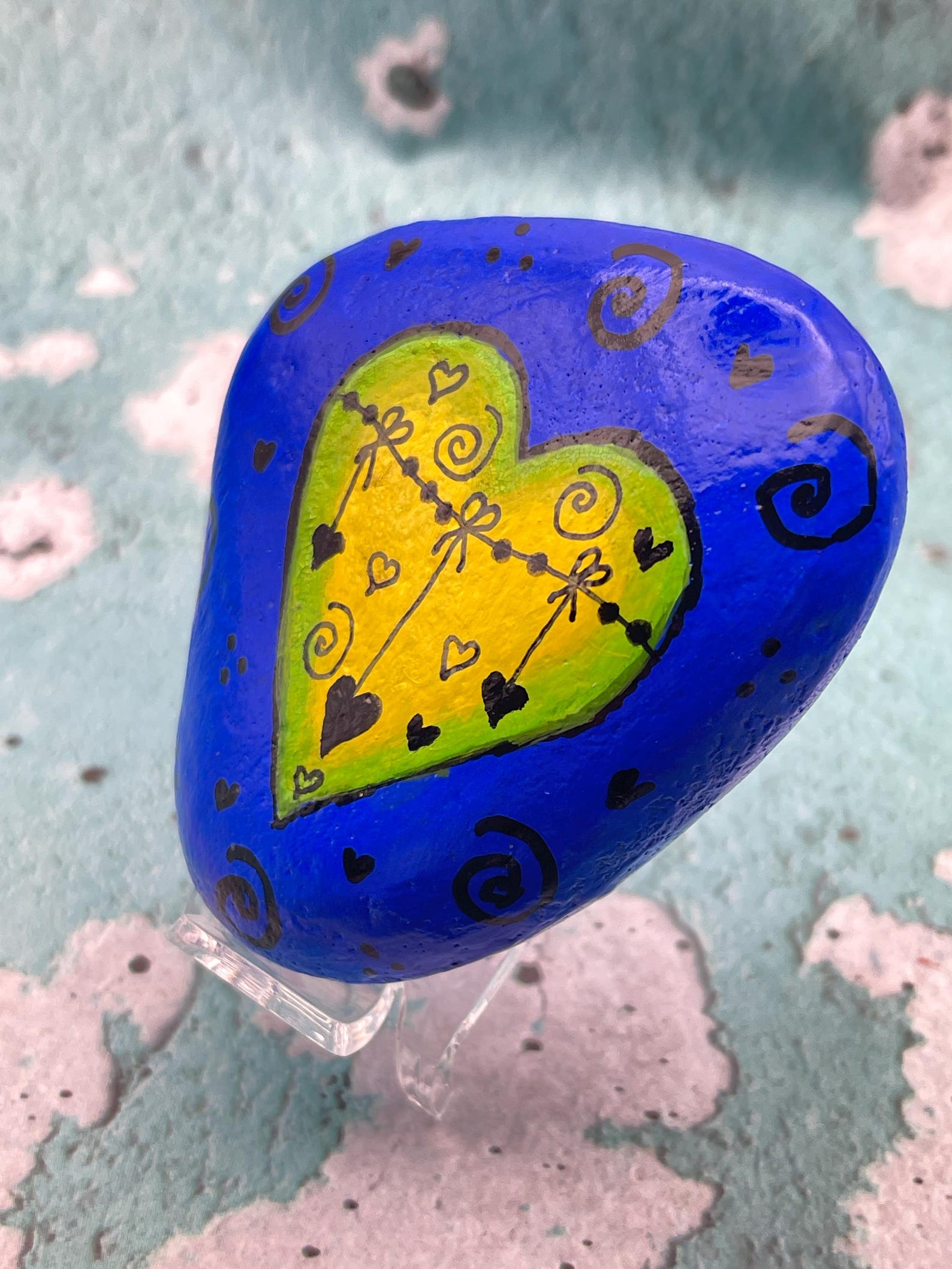 Decorative Heart, Dangle Art, Valentine Gift, Painted Rock, Stone ...