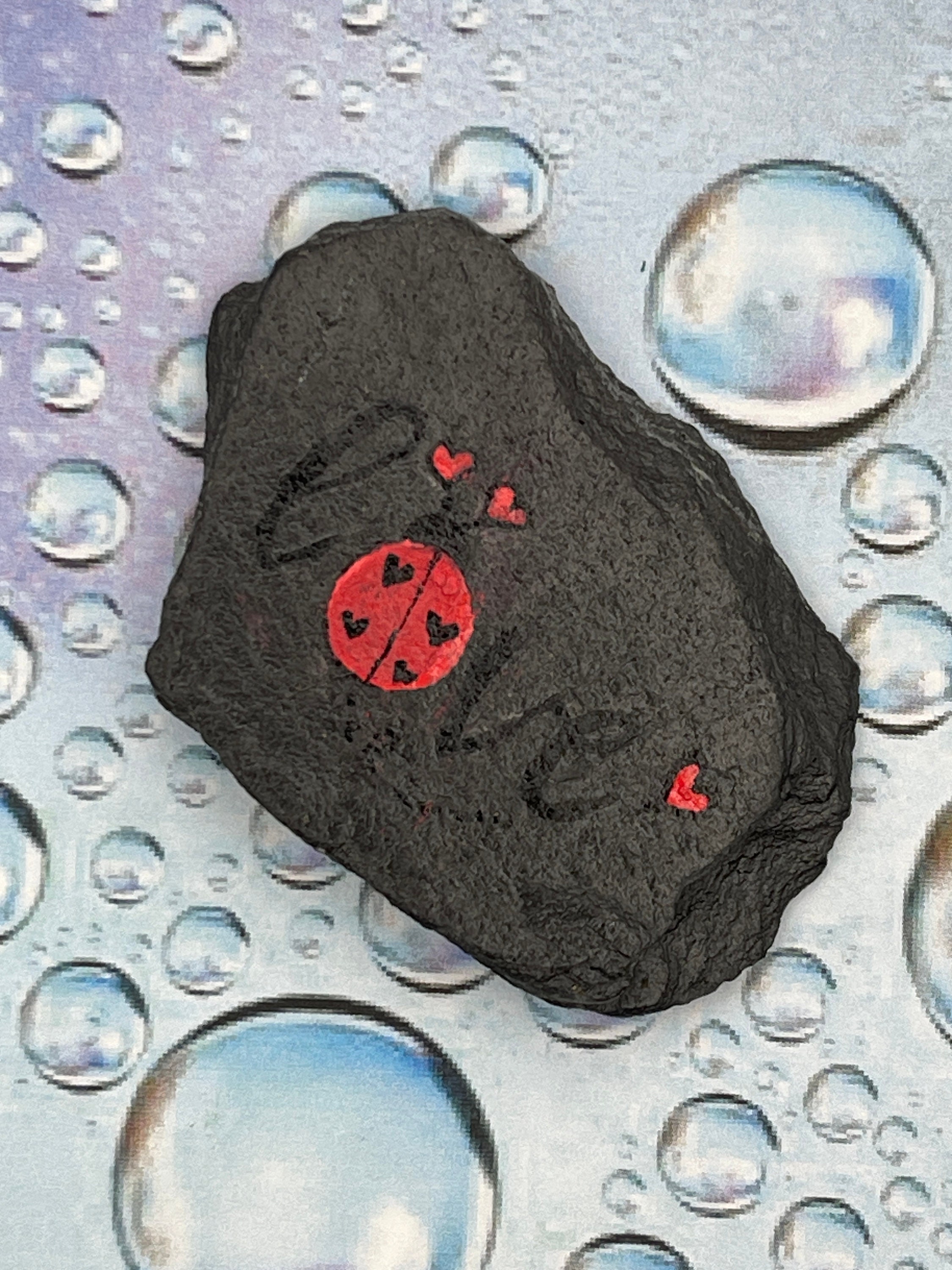 Ladybug Love Bug on Natural Slate Stone, Valentine Gift, Painted Rock ...