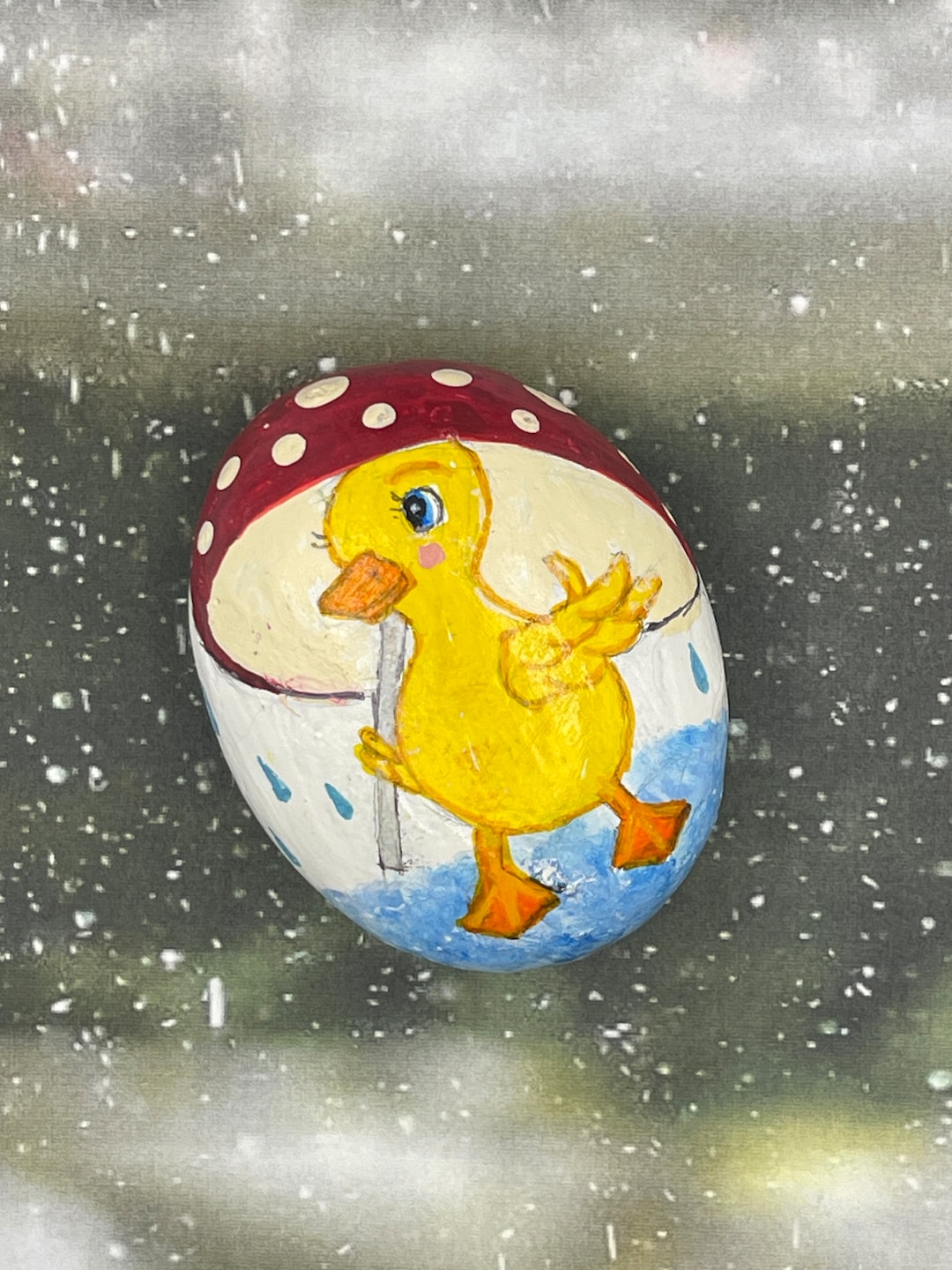 Duck Holding a Mushroom Umbrella, Spring Rain, Lovely Weather for a ...
