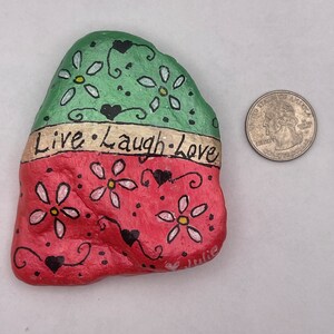 Live Laugh Love, Metallic Painted Rock, Inspirational, Stone Art ...