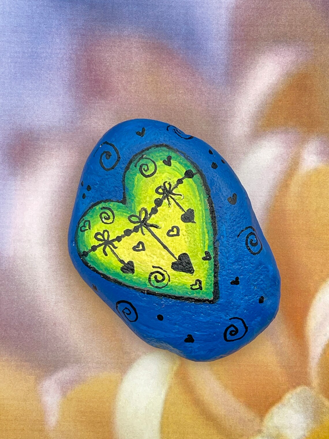 Decorative Heart, Dangle Art, Valentine Gift, Painted Rock, Stone ...
