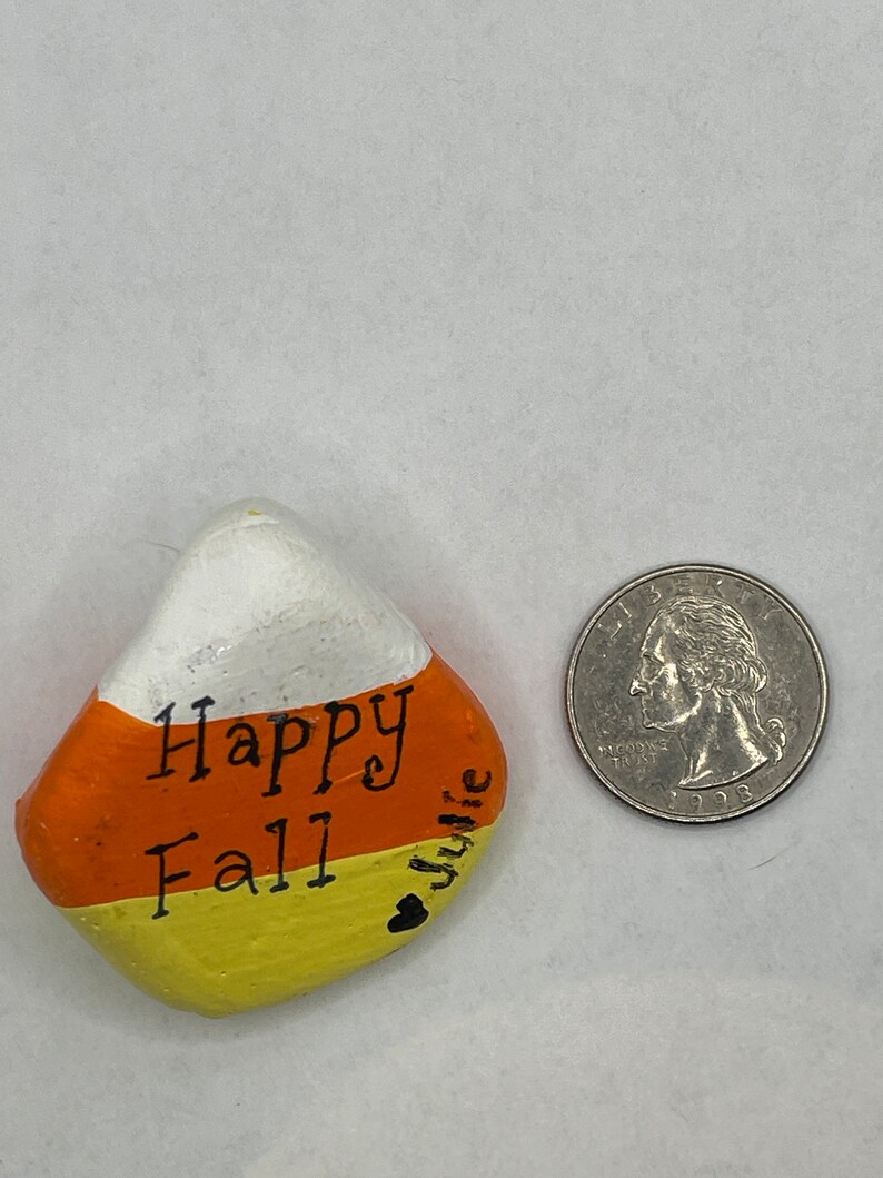 Cartoon Smiling Teeth Face Candy Corn, Hand Painted Rock, Fall Art ...