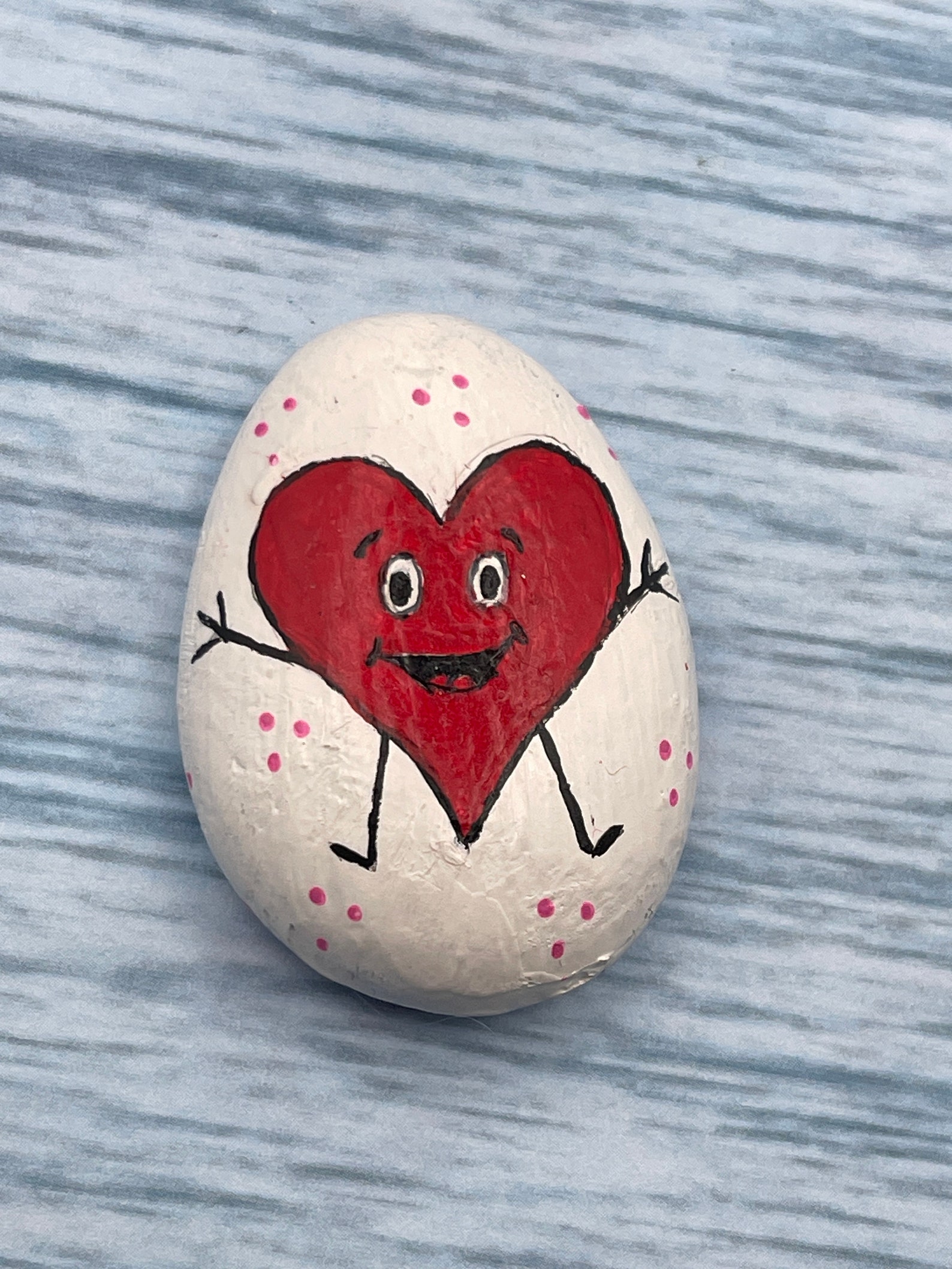 Whimsical Smiling Red Heart, Hugs, Valentine Decor, Painted Rock, Stone ...