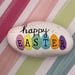 Happy Easter Rock Art on Pastel Eggs, Easter Stone Decor, Hand Painted ...