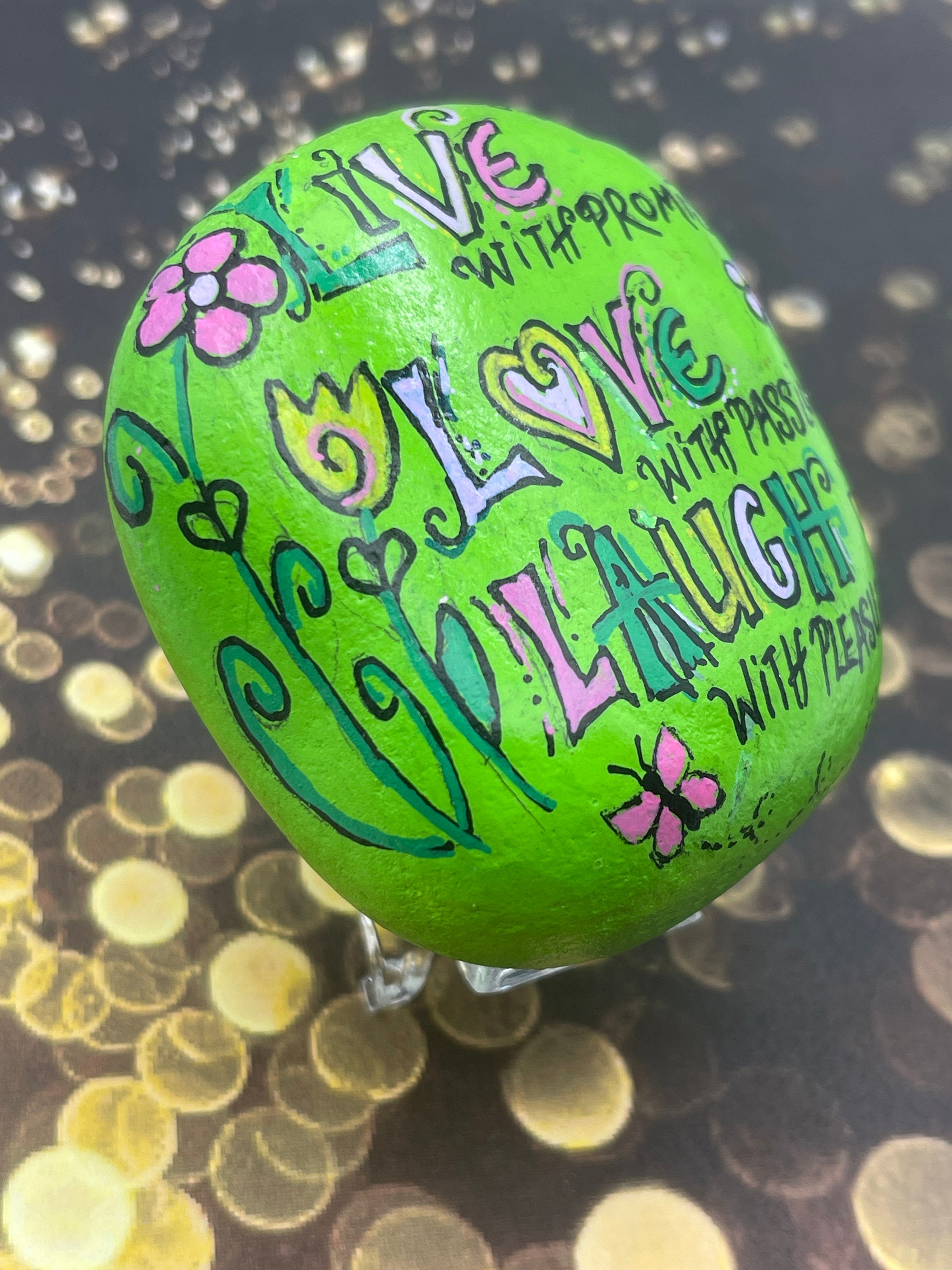 Green Live Laugh Love Inspirational Painted Rock Stone - Etsy