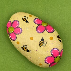 Bumble Bees With Neon Pink Flowers, Bee Summer Fun, Painted Rock ...