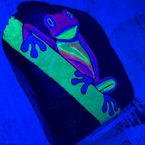 Neon Tree Frog, UV Black Light Painted Rock, Stone Painting - Etsy