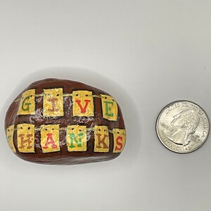 Give Thanks Banner, Thanksgiving Fall Decor, Hand Painted Rock, Stone ...
