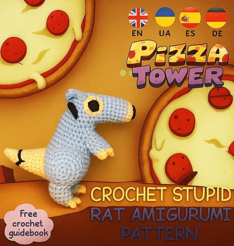 Crochet Brick (stupid Rat) From Pizza Tower Amigurumi Pattern + Free ...
