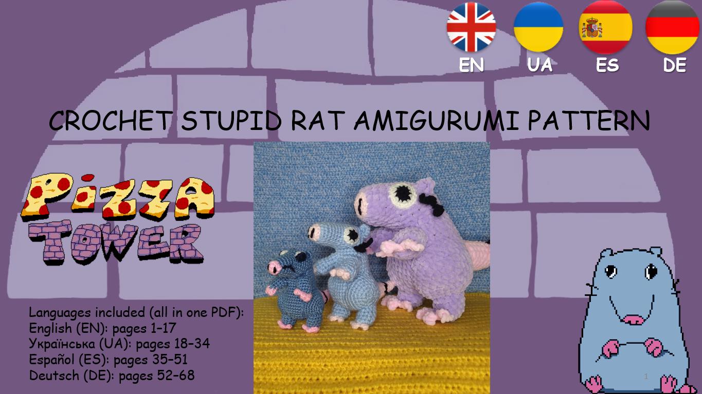 Crochet Brick (stupid Rat) From Pizza Tower Amigurumi Pattern + Free ...