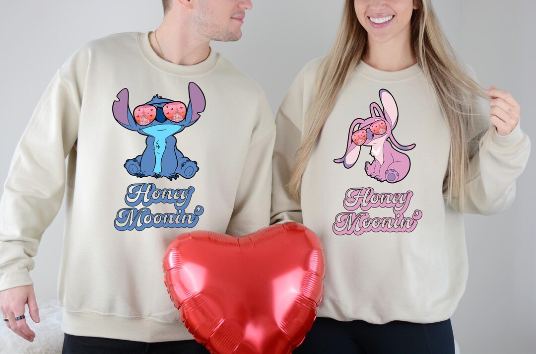 Disney Stitch and Angel Honey Moonin Shirt, Stitch Angel Couple ...
