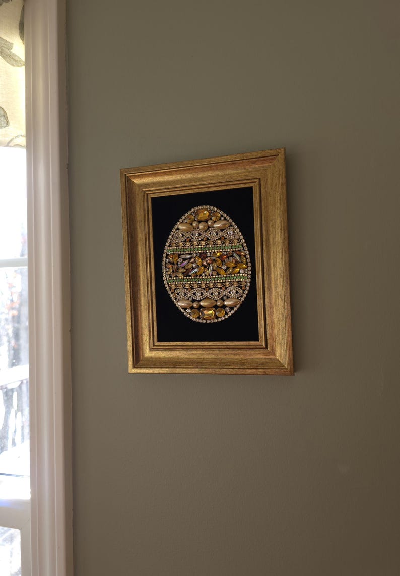 Handcrafted Framed Jewelry Art, Easter Egg. Created With Vintage and ...