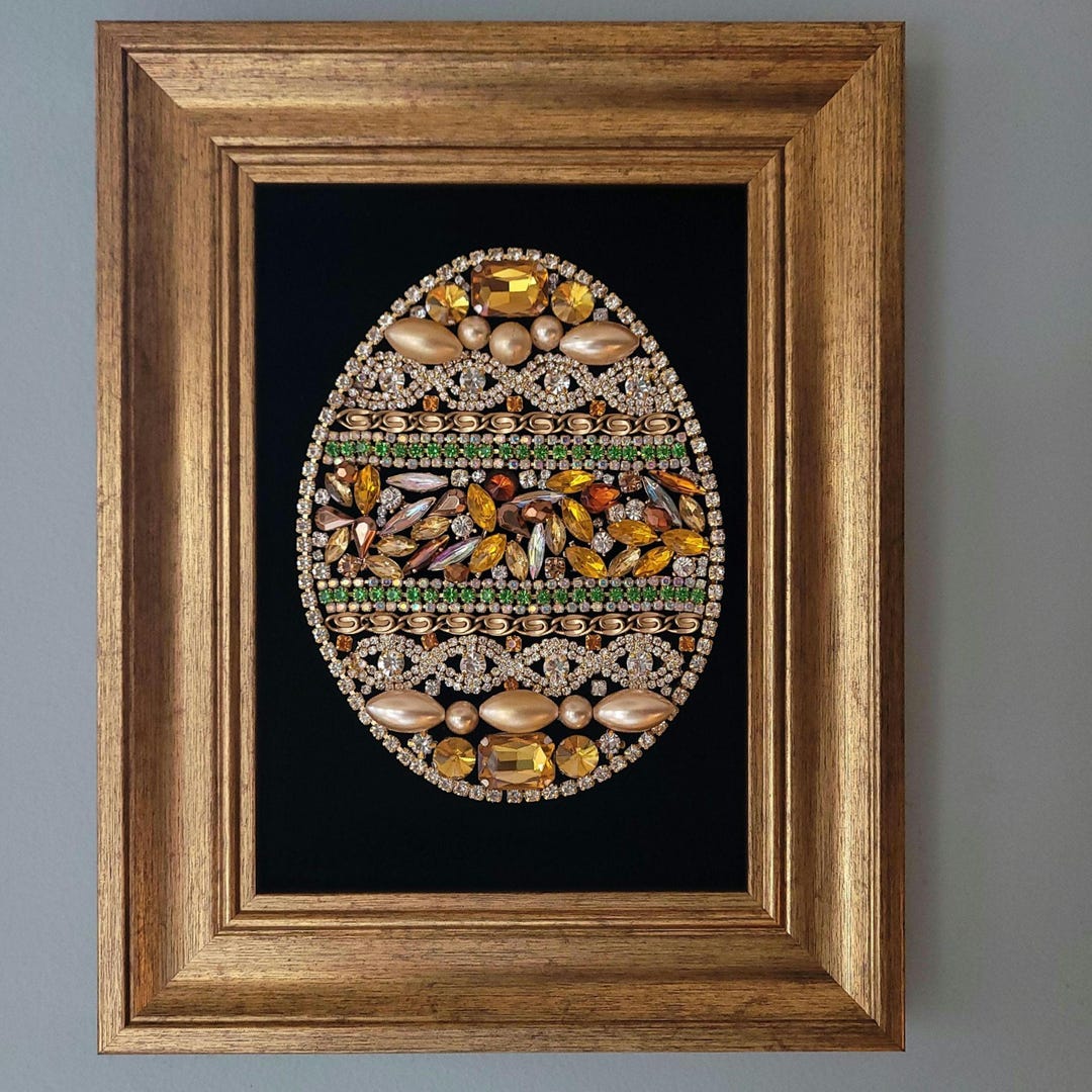 Handcrafted Framed Jewelry Art, Easter Egg. Created With Vintage and ...