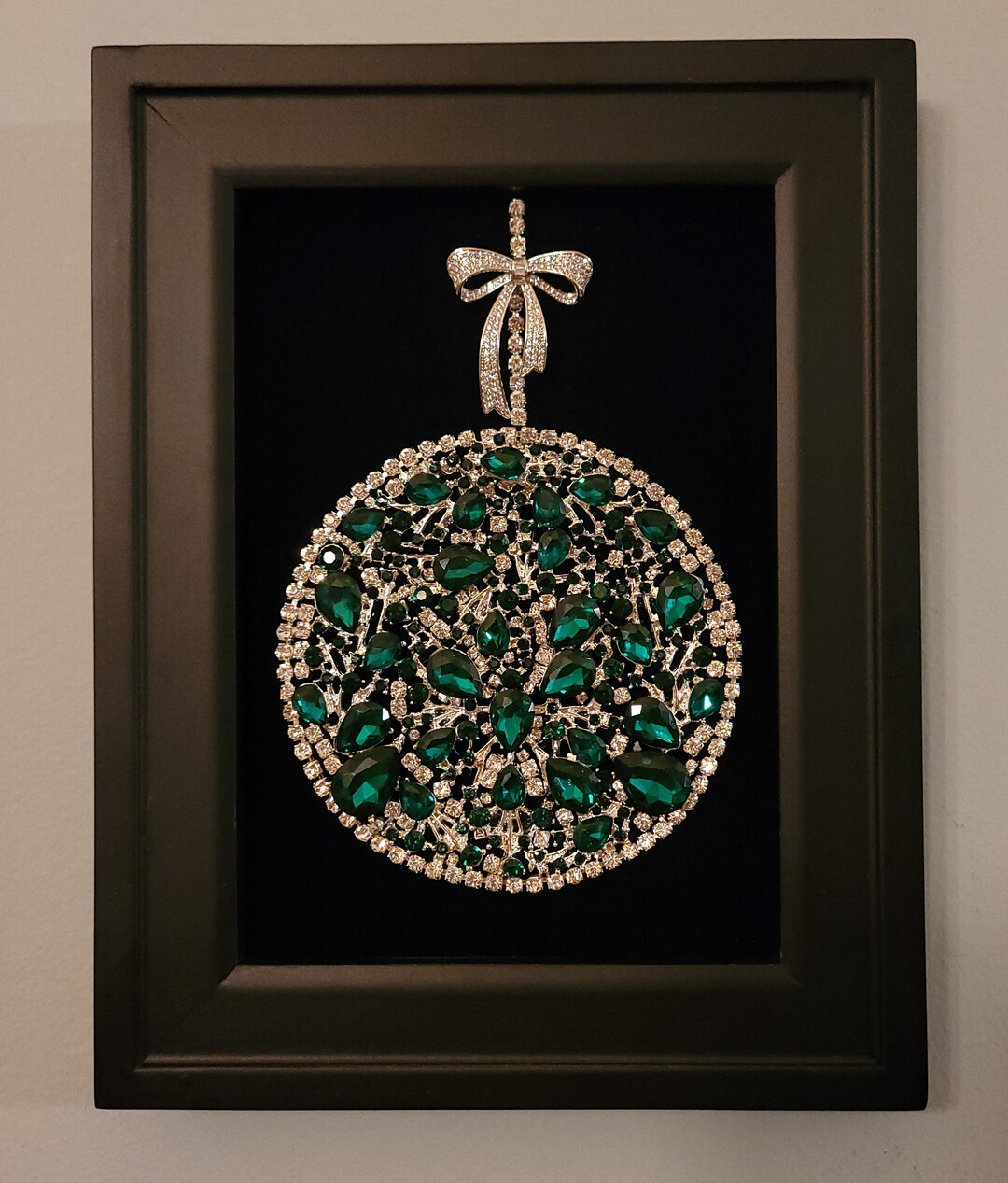Handmade Framed Jewelry Art, Christmas Ornament. 9x7 Decor Created With ...