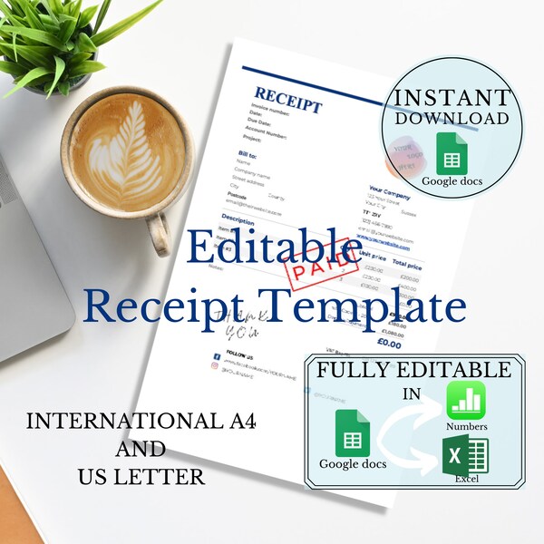 Receipt Template With Logo Google Docs - Etsy