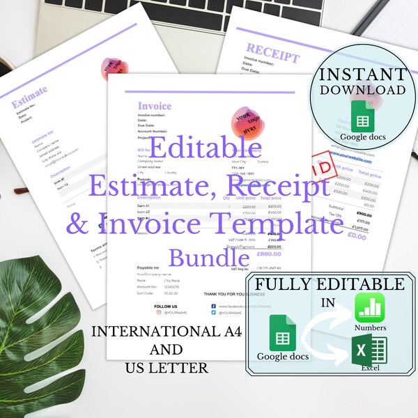 Receipt Template With Logo Google Docs - Etsy