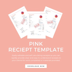 Pink Business Receipt Template in Google Docs Editable - Etsy