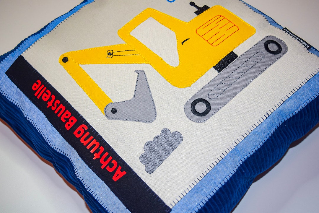 Name Pillow Construction Site Excavator Birthday Construction Site ...