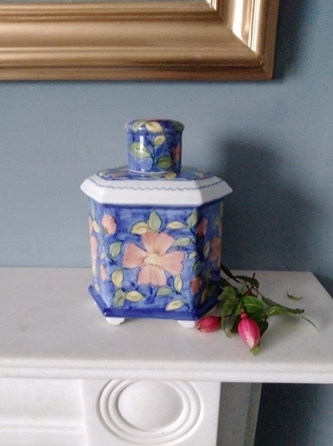 Chinese Handpainted Hexagonal Tea Caddy. Hexagonal Ceramic Tea Caddy ...