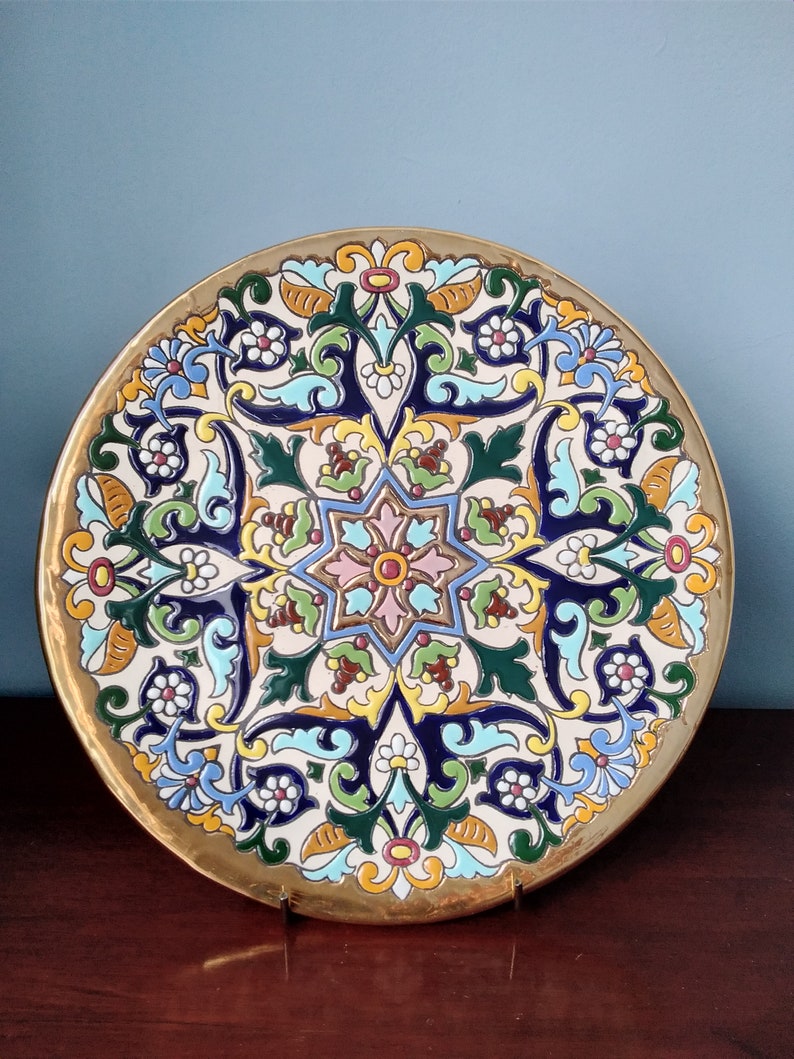 Vintage Spanish Decorative Plate. Spanish Cuerda Seca Decorated Plate ...