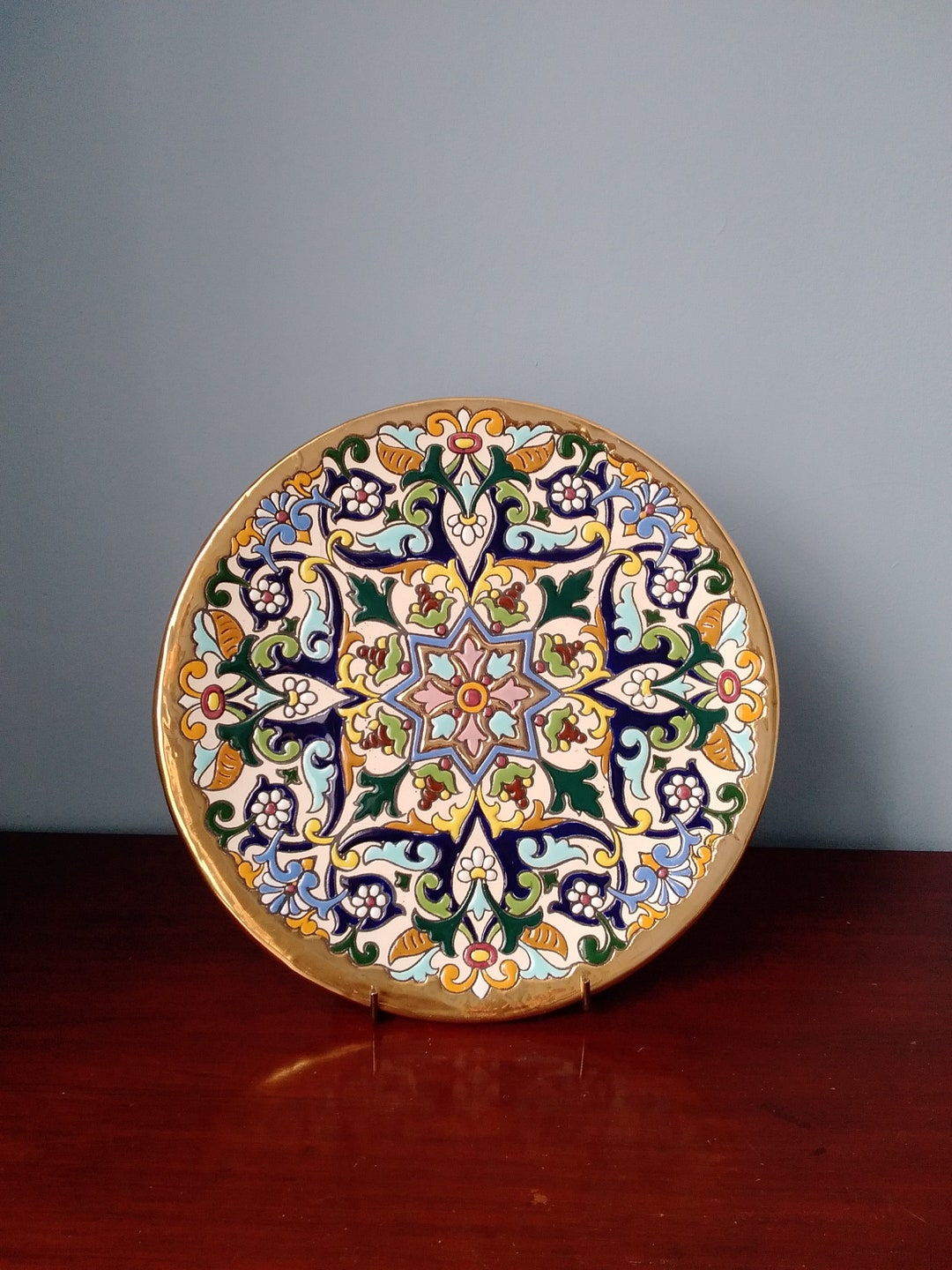 Vintage Spanish Decorative Plate. Spanish Cuerda Seca Decorated Plate ...