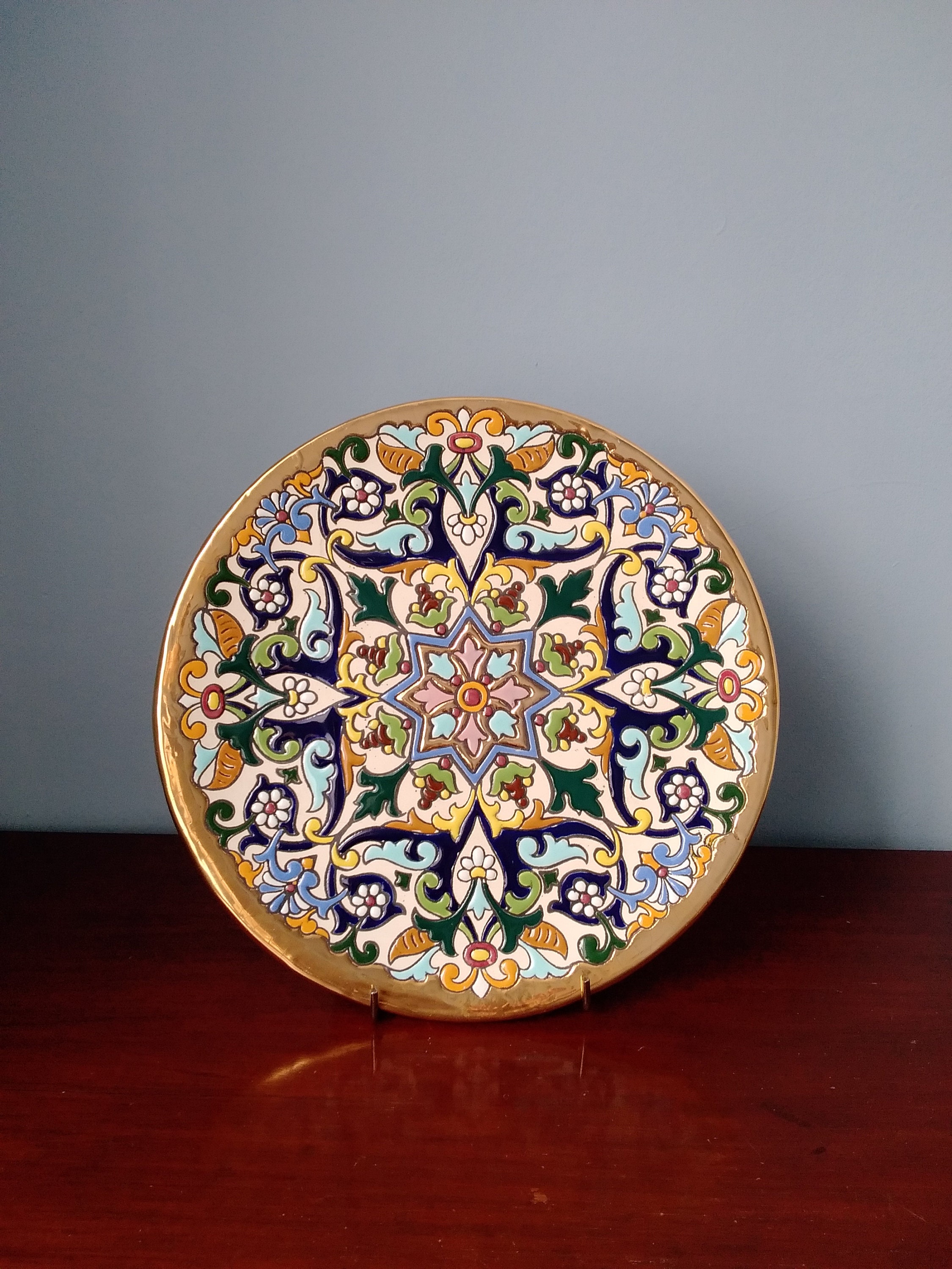 Vintage Spanish Decorative Plate. Spanish Cuerda Seca Decorated Plate ...
